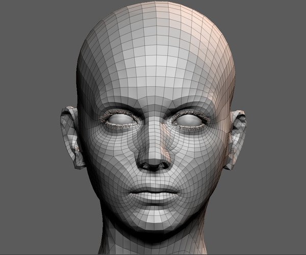 ArtStation - High detailed female face with UV and low poly Low-poly 3D ...