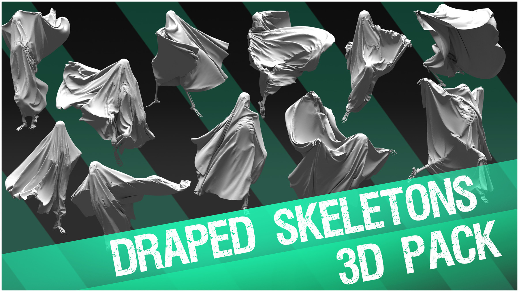 ArtStation - 3D Pack: Draped Skeletons 2 (Cloth + Skeleton) | Resources