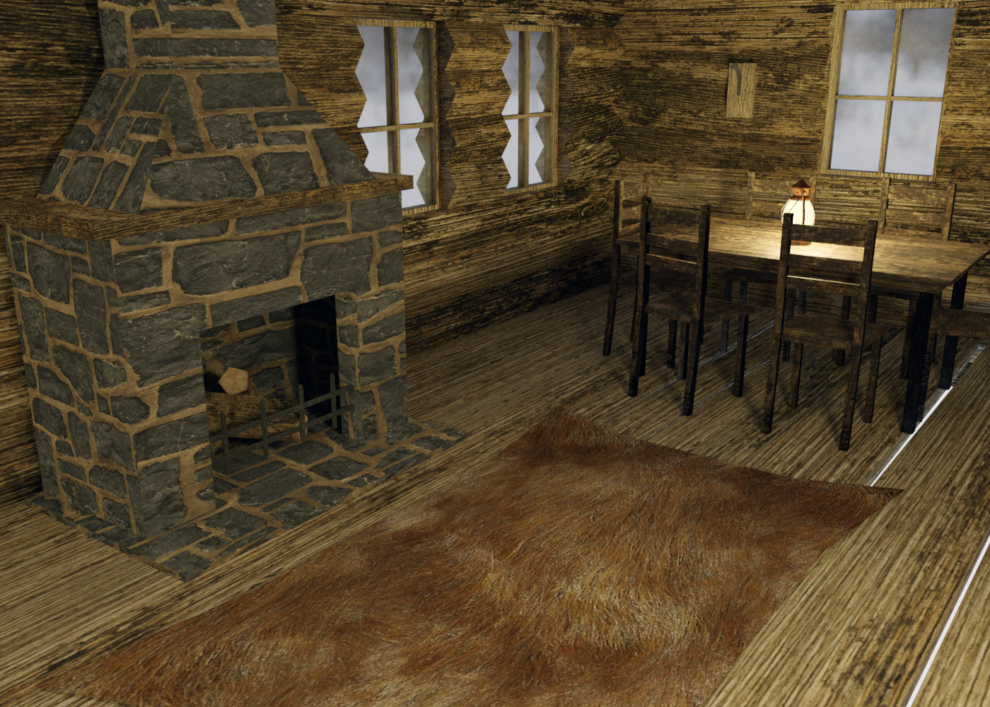 ArtStation - Wooden Hut With Interior | Game Assets