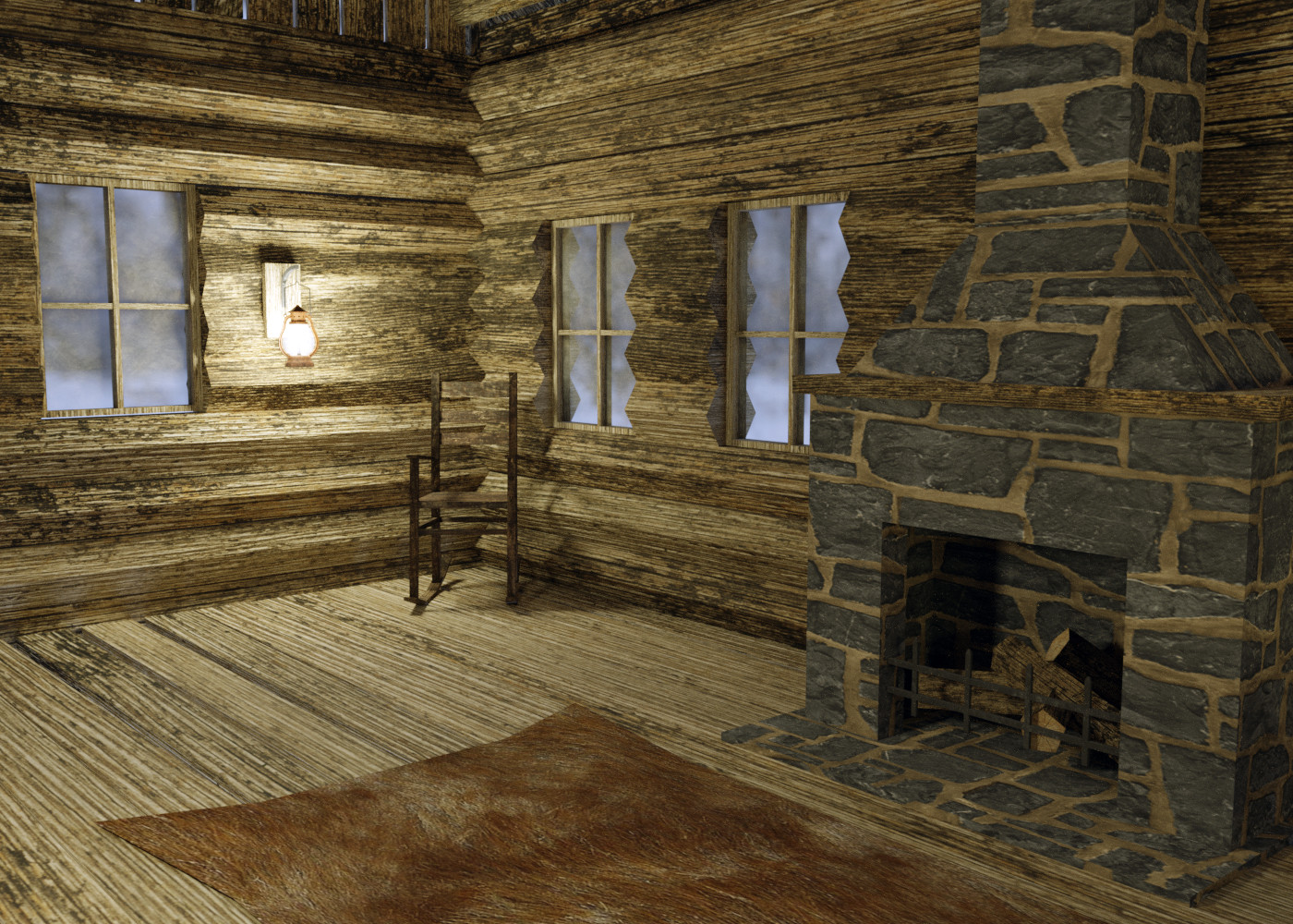 ArtStation - Wooden Hut With Interior | Game Assets