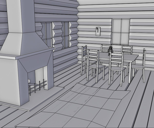 ArtStation - Wooden Hut With Interior | Game Assets