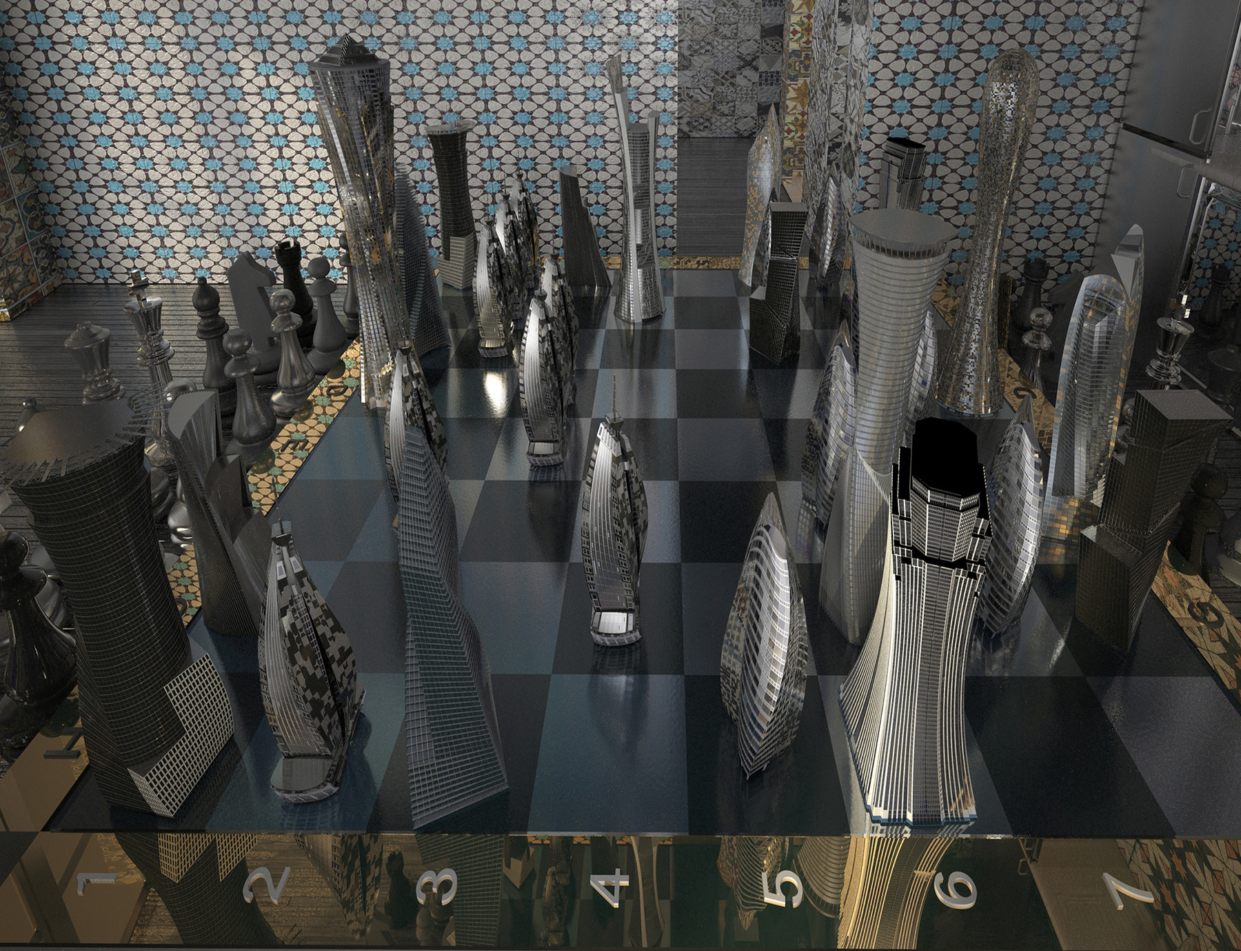 ArtStation - Architectural 3D Chess Board | Artworks
