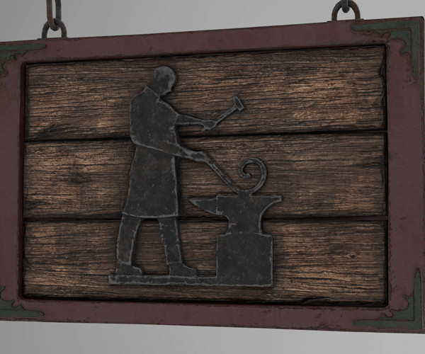 ArtStation - Medieval Blacksmith Sign | Game Assets