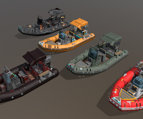 ArtStation - Low poly Zodiac boat set | Game Assets