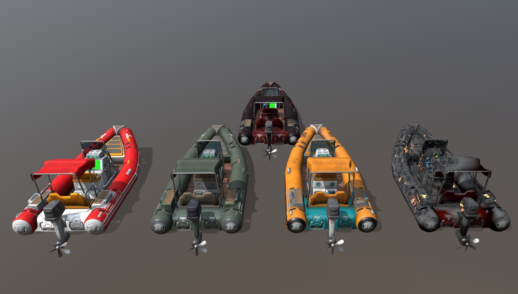 ArtStation - Low poly Zodiac boat set | Game Assets