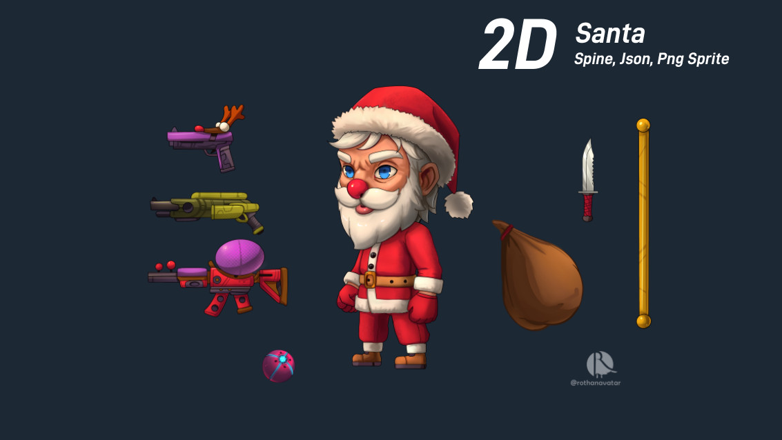 ArtStation - 2D Chibi Santa Game character (Spine) | Game Assets