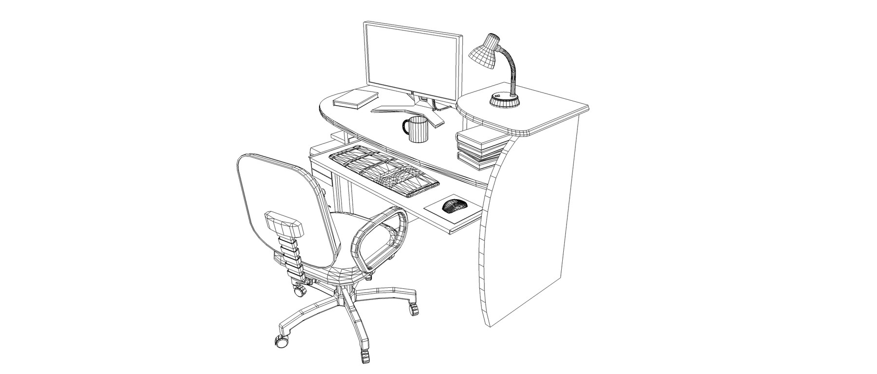 ArtStation - Desktop Computer Table and Chair | Game Assets