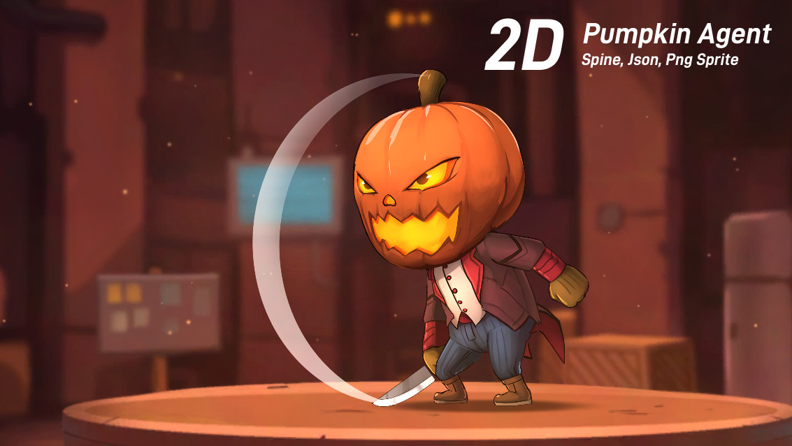 ArtStation - 2D Chibi Pumpkin Agent Game Character (Spine) | Game Assets