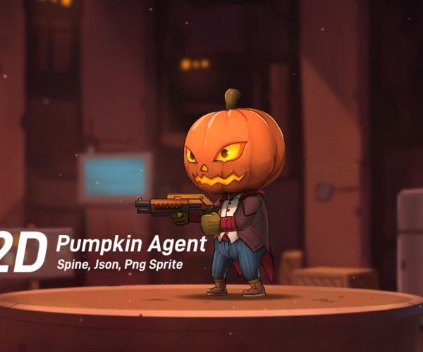 ArtStation - 2D Chibi Pumpkin Agent Game Character (Spine) | Game Assets