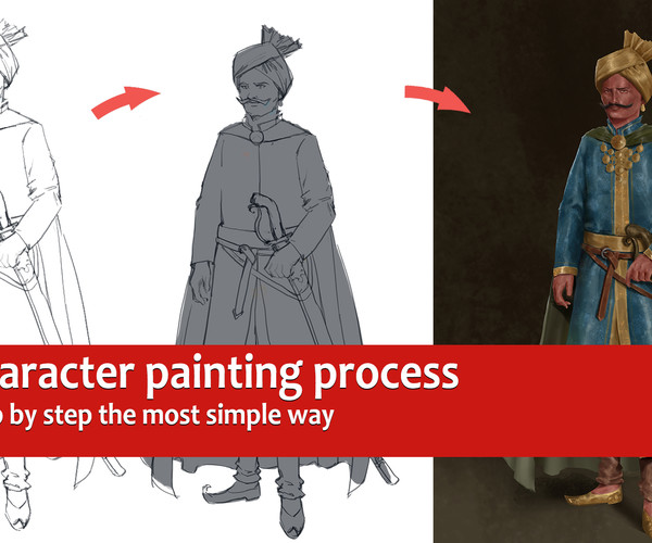 ArtStation - Character painting process - step by step the most easy ...