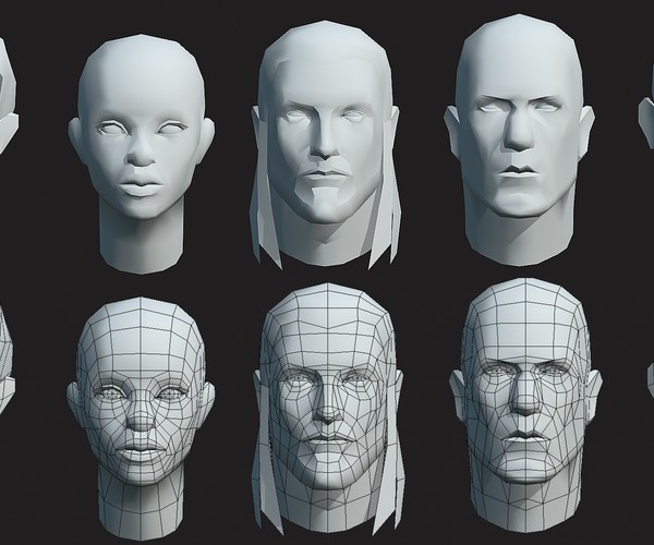 ArtStation - Low poly head base meshes pack | Resources