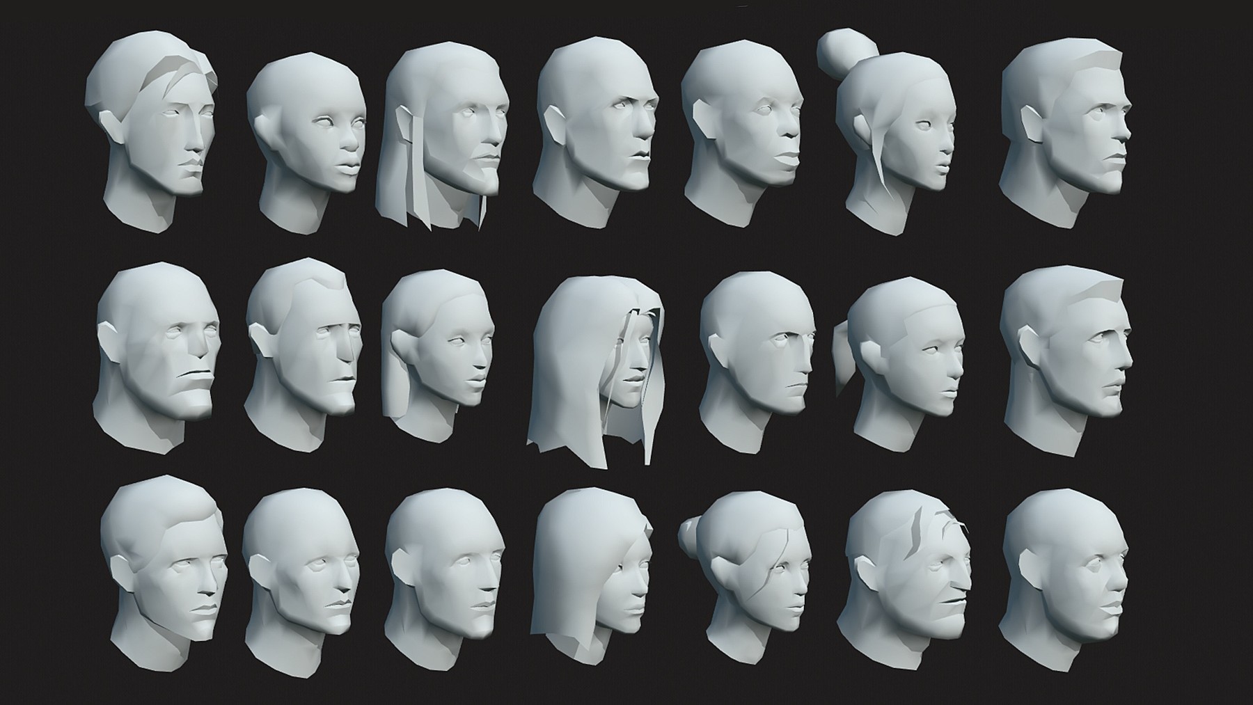 ArtStation - Low poly head base meshes pack | Resources