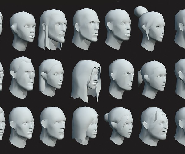 ArtStation - Low poly head base meshes pack | Resources