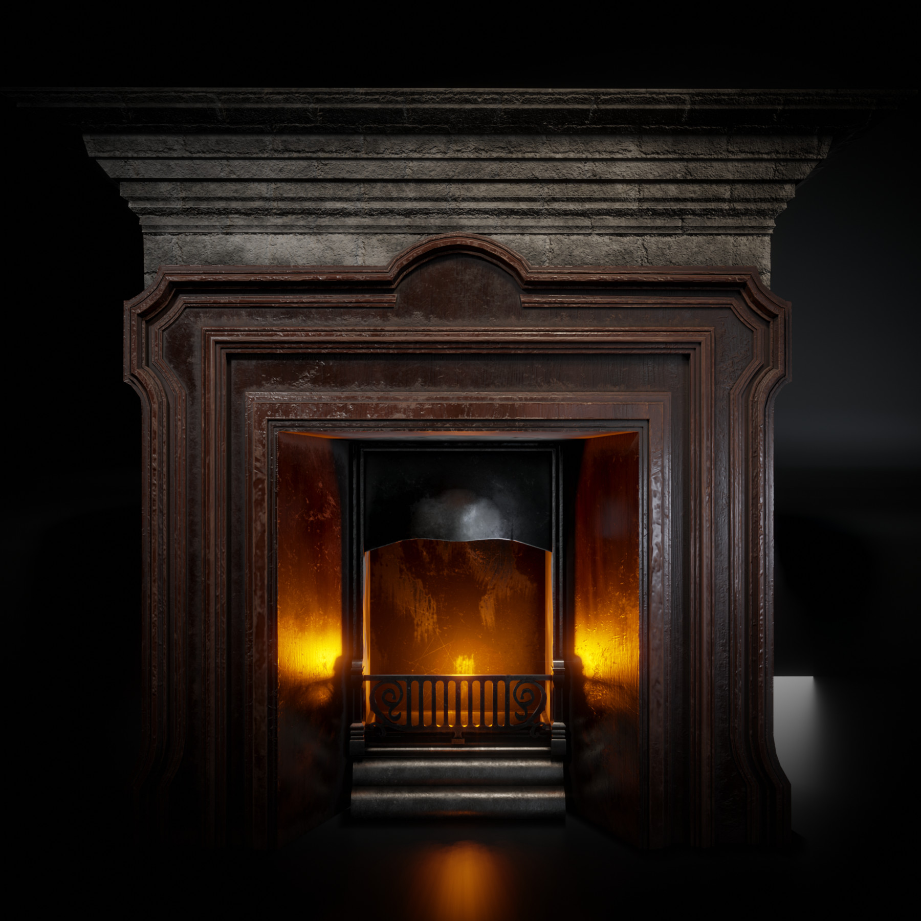 ArtStation - Wooden Fireplace 3D Model | Resources