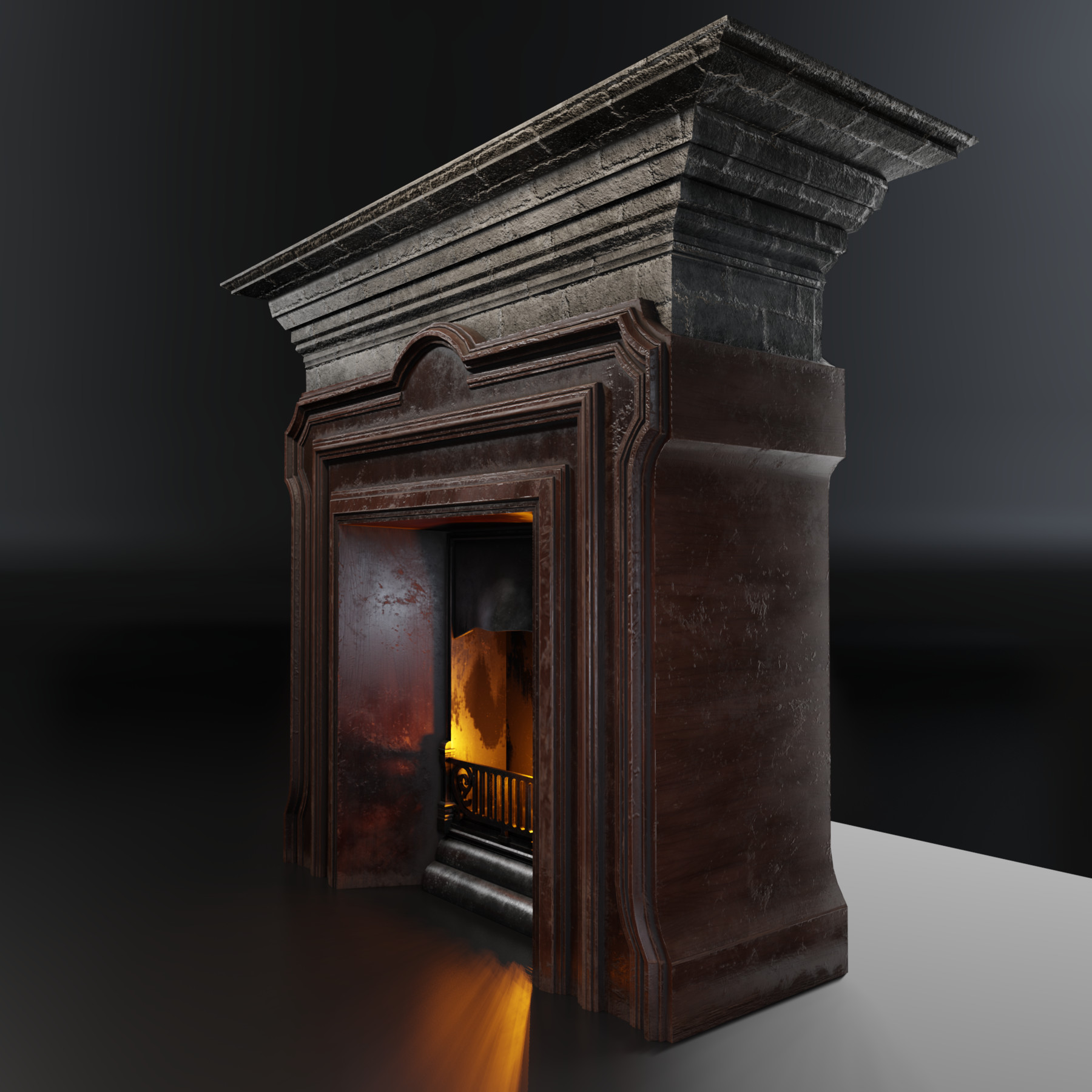 ArtStation - Wooden Fireplace 3D Model | Resources
