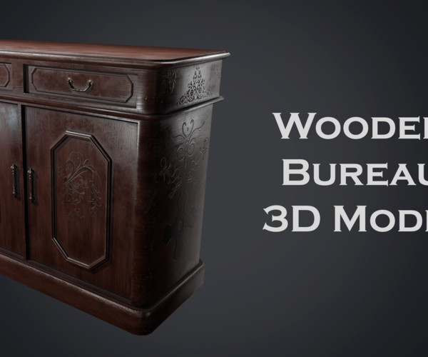 ArtStation - Wooden Bureau 3D Model | Resources