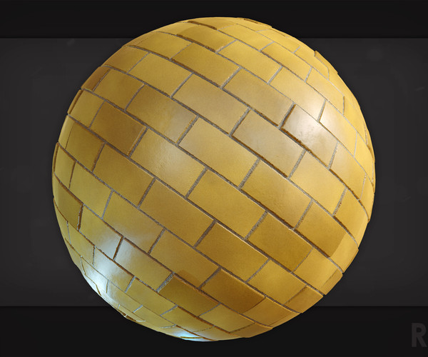 ArtStation - Yellow Smooth Stone Brick Wall - PBR Substance Material ...
