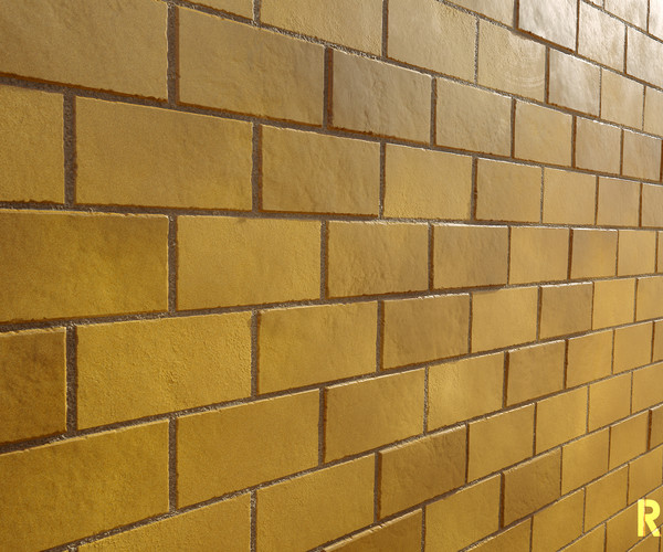 ArtStation - Yellow Smooth Stone Brick Wall - PBR Substance Material ...