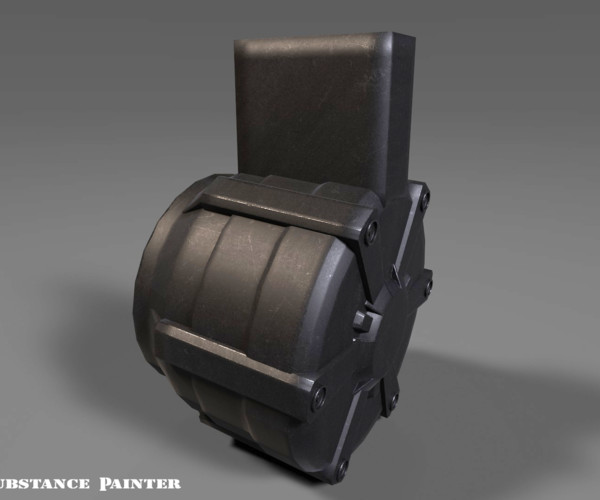 ArtStation - Round Drum Magazine - Weapon Attachment - PBR - 4K ...
