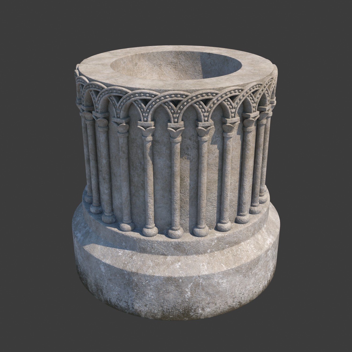 ArtStation - Church Furniture - Stone Baptismal Font 01