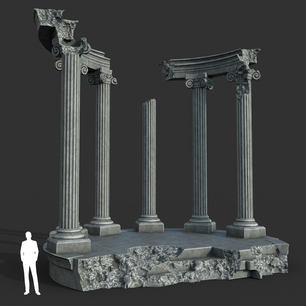 ArtStation - Low poly Ancient Roman Ruin Construction Pack 01 - White ...