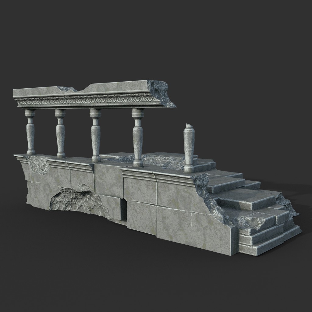 ArtStation - Low poly Ancient Roman Ruin Construction Pack 01 - White ...