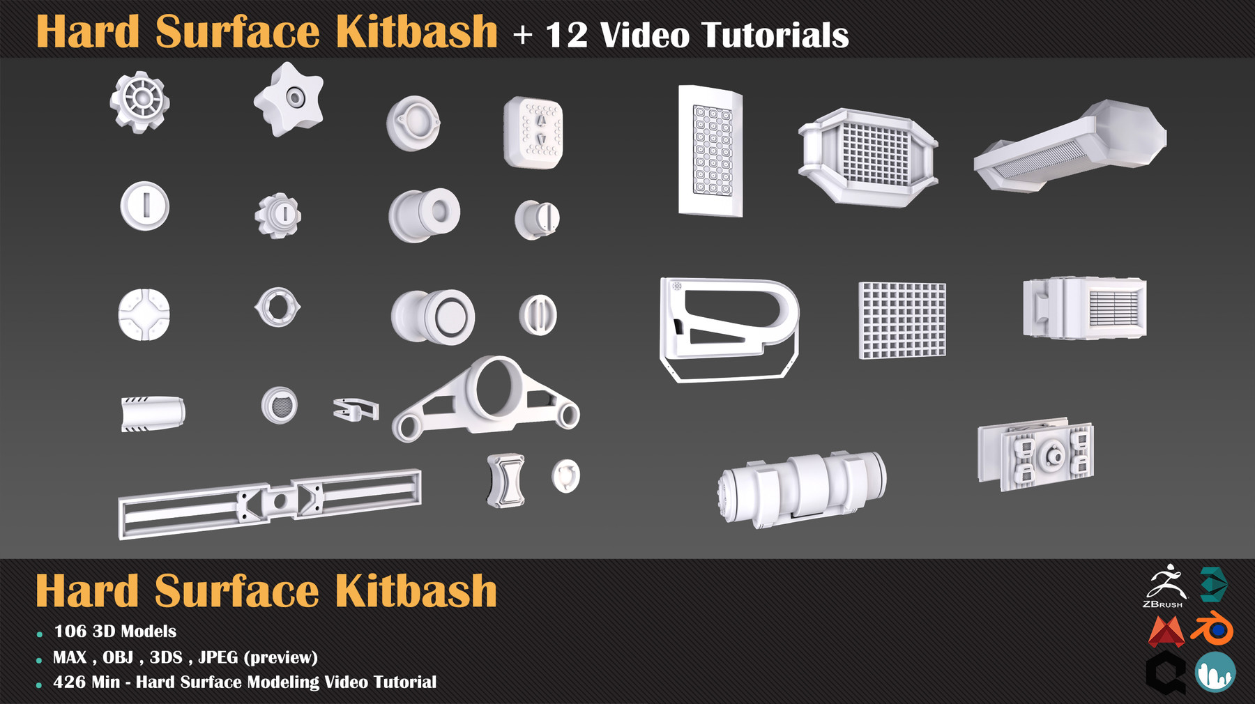 ArtStation - Hard Surface Kitbash + 12 Video Tutorials | Resources