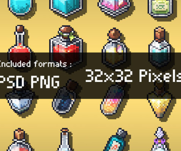 ArtStation - 2DAsset Pixel Potion PACK I | Game Assets