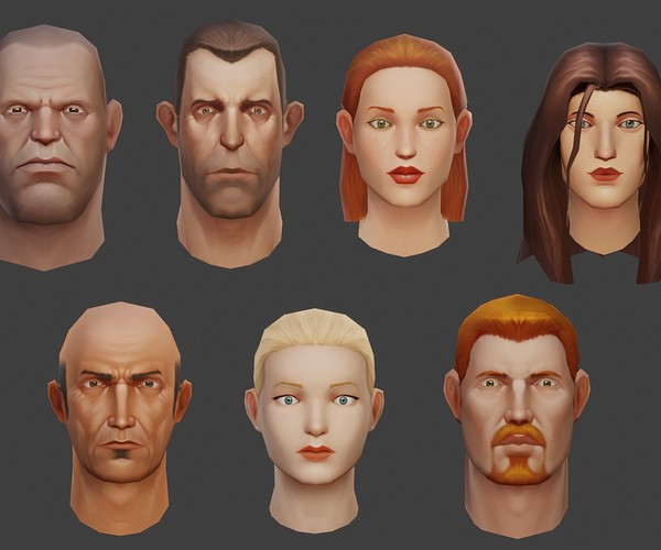 ArtStation - Low poly heads+textures 2 | Game Assets