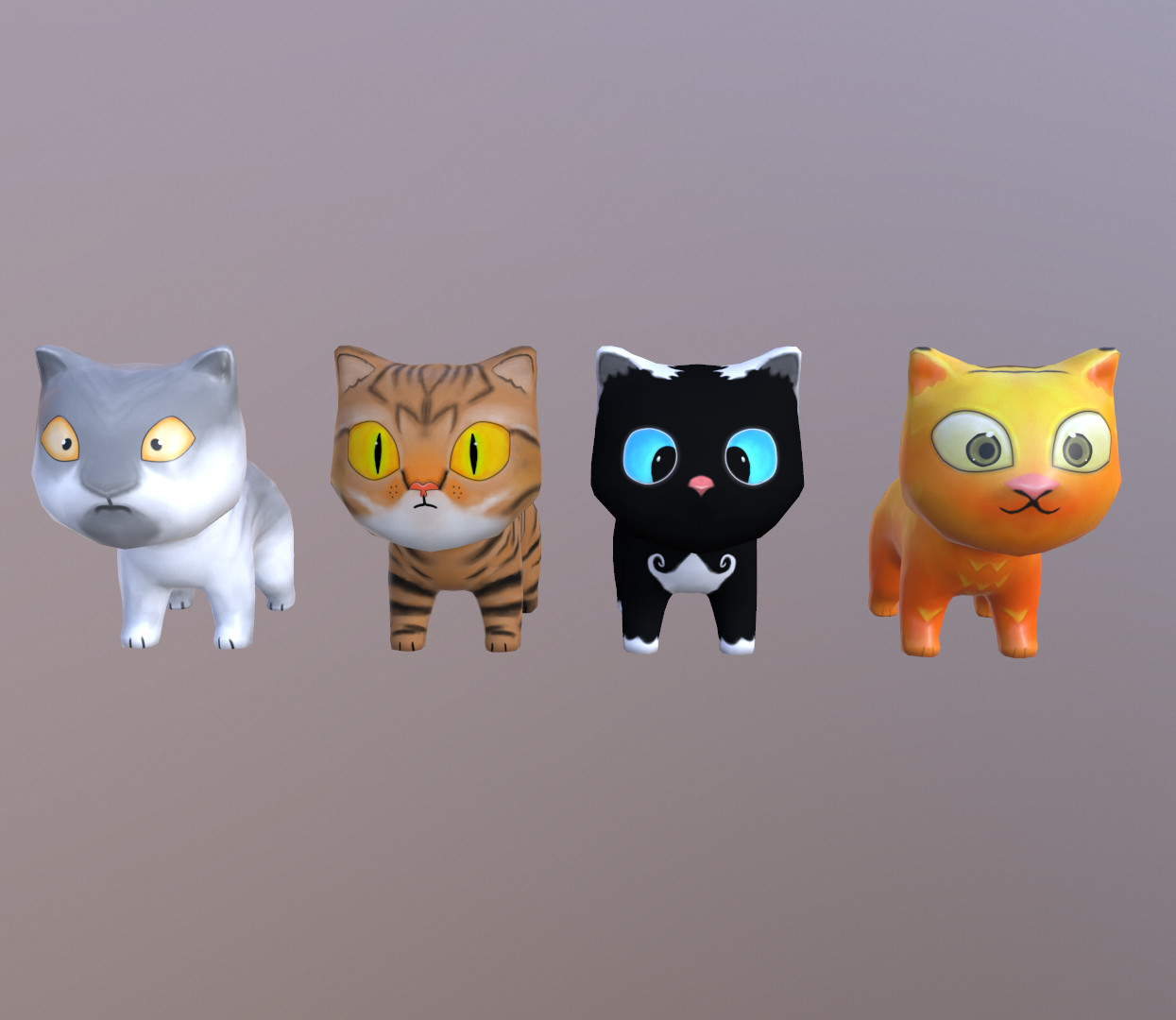 ArtStation - Low poly kit cat | Game Assets