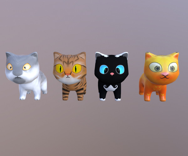 ArtStation - Low poly kit cat | Game Assets