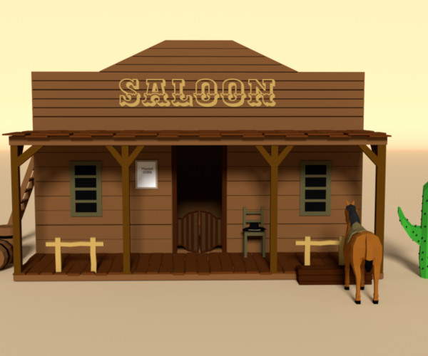 ArtStation - Low Poly Cartoon Saloon - Western Scene | Resources