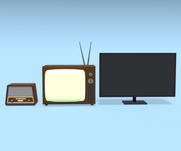 ArtStation - Low Poly Cartoon Modern TV-Retro TV- Retro Radio | Resources
