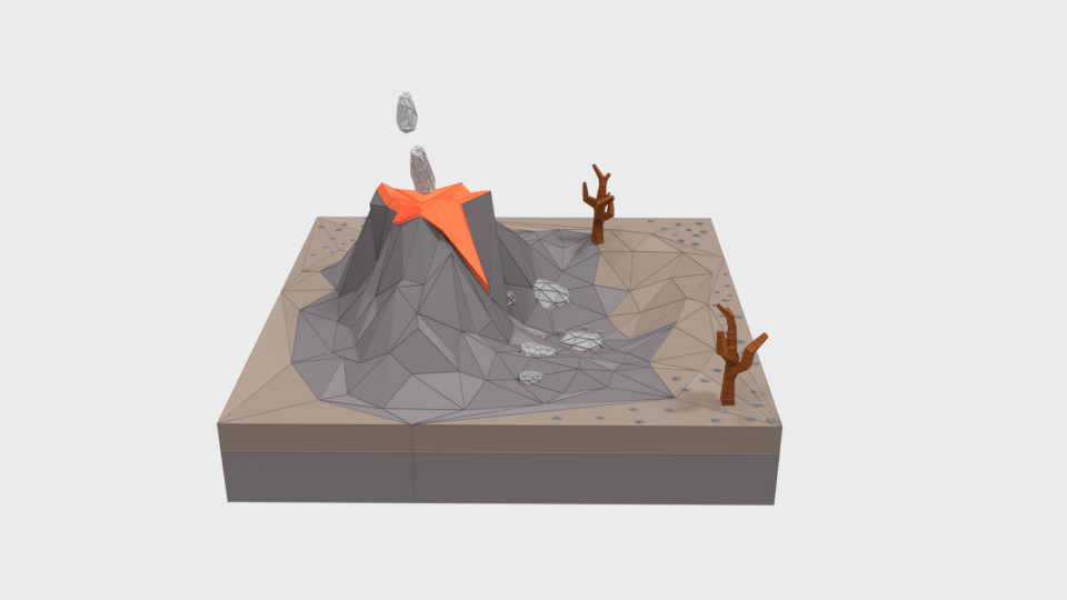 ArtStation - Low Poly Cartoon Volcano Scene | Resources