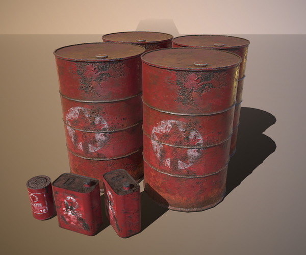 ArtStation - Old/Rust Barrel and Tin Oil | Game Assets