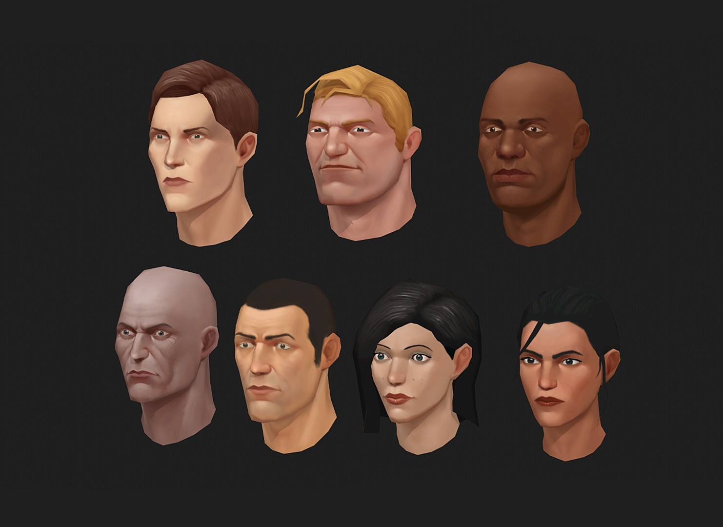 ArtStation - Low poly heads+textures 3 | Game Assets