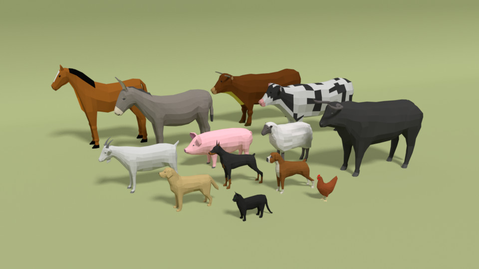ArtStation - Low Poly Domestic Animals Collection | Resources