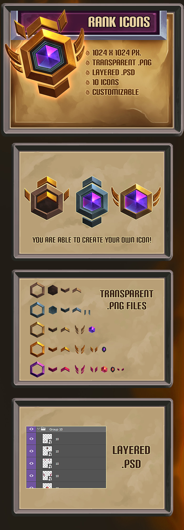 ArtStation - Fantasy Rank Icons | Game Assets