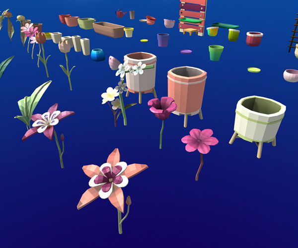 ArtStation - Stylised and LowPoly-ish Flowers and Pots | Game Assets