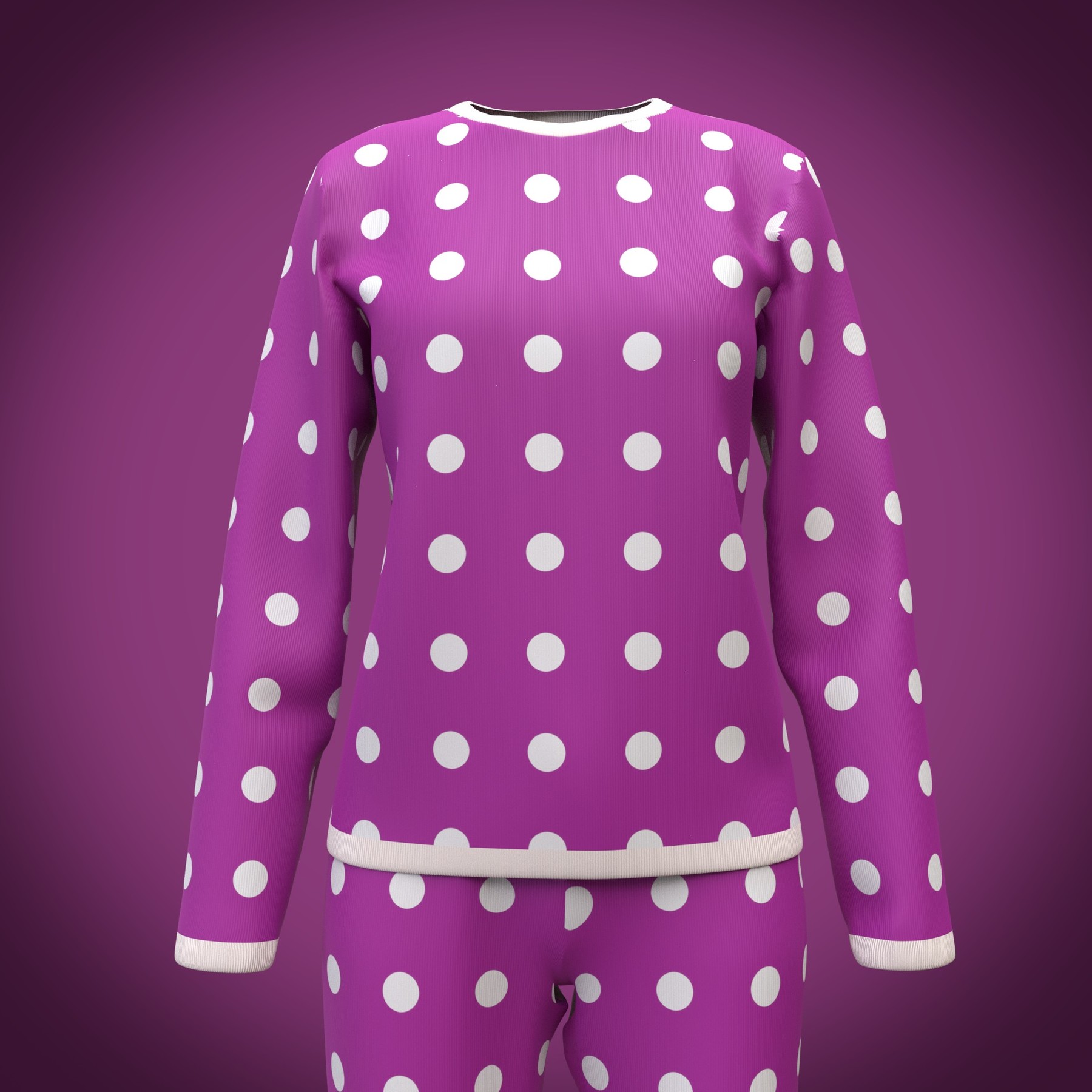 ArtStation - 3D cute pyjamas - polka dots pajamas | Resources