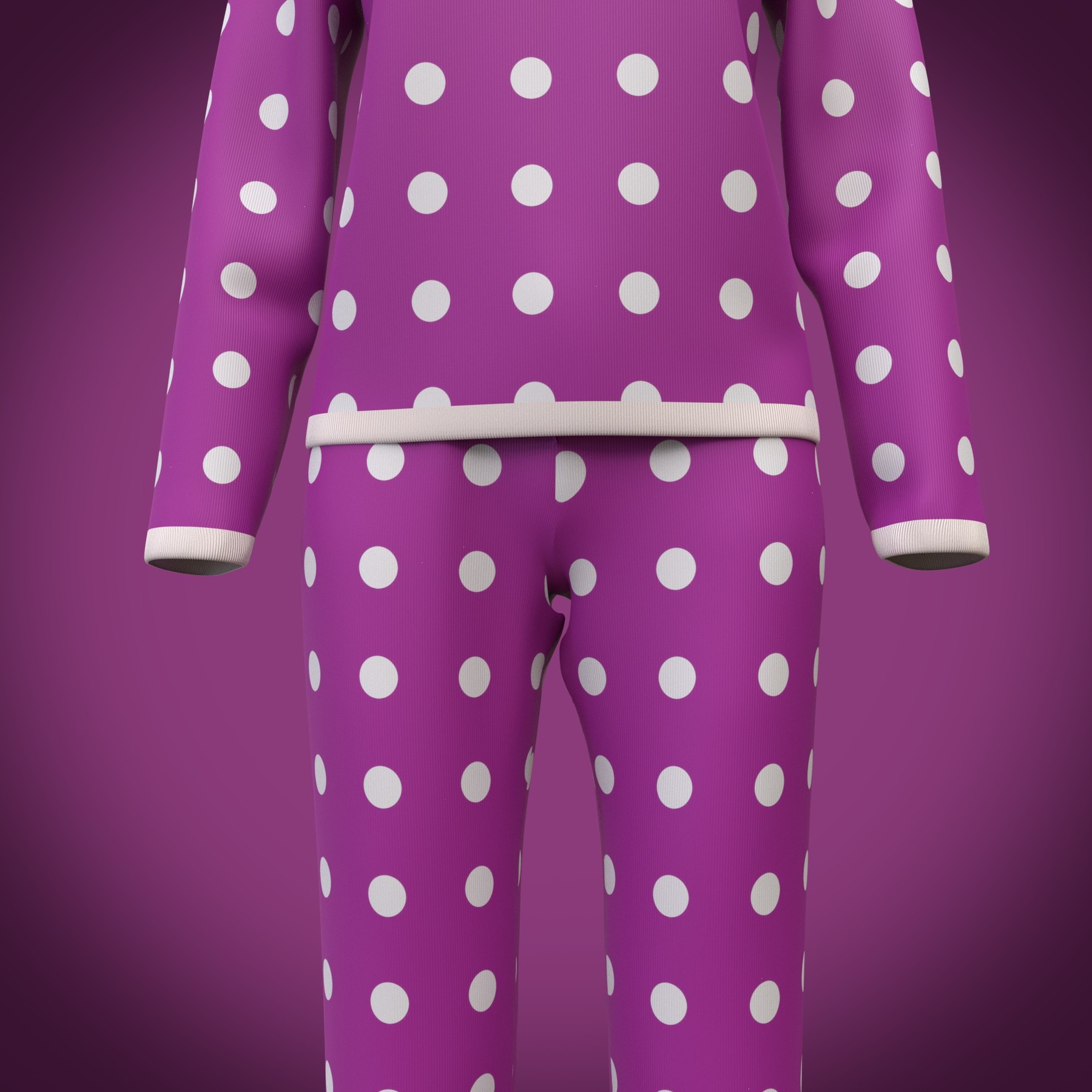 ArtStation - 3D cute pyjamas - polka dots pajamas | Resources