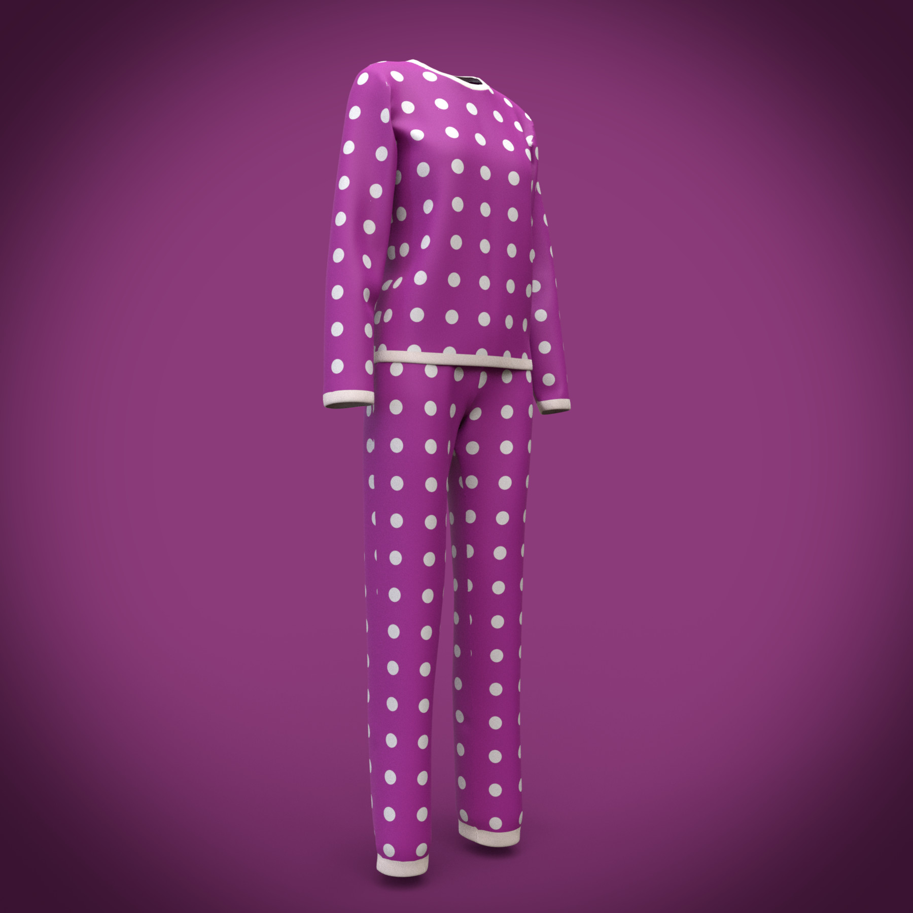 ArtStation - 3D cute pyjamas - polka dots pajamas | Resources