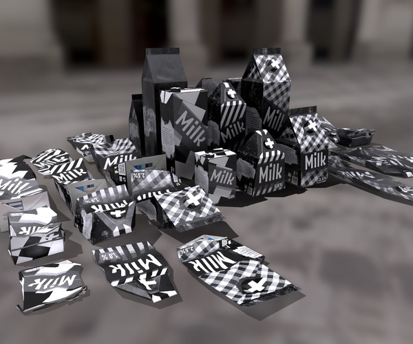 ArtStation - Milk Cartons Low Poly 2K PBR | Game Assets