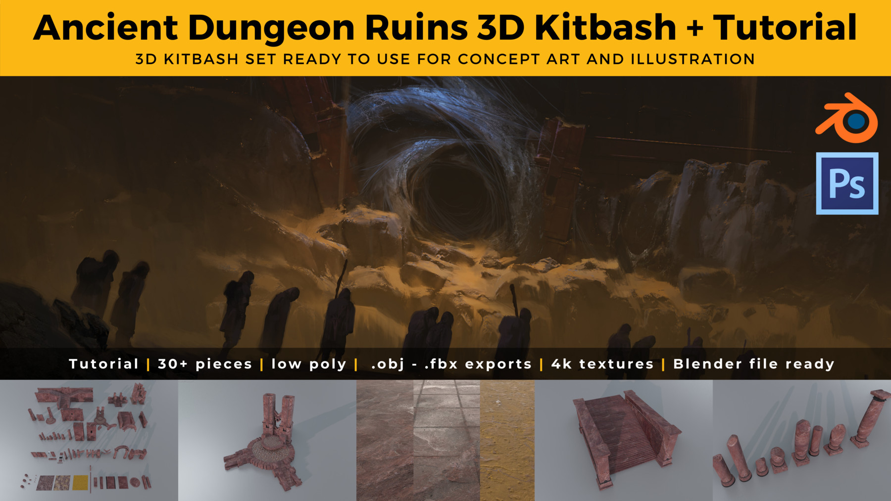 ArtStation - Dungeon Ruins 3D Kit Set & Tutorial | Resources