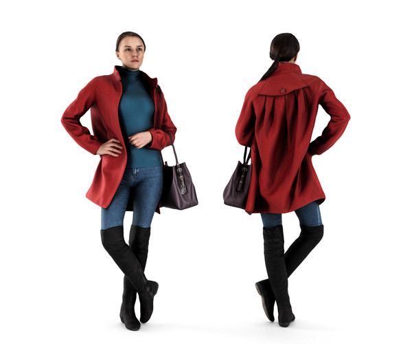 ArtStation - Woman in Red Coat 69 | Game Assets
