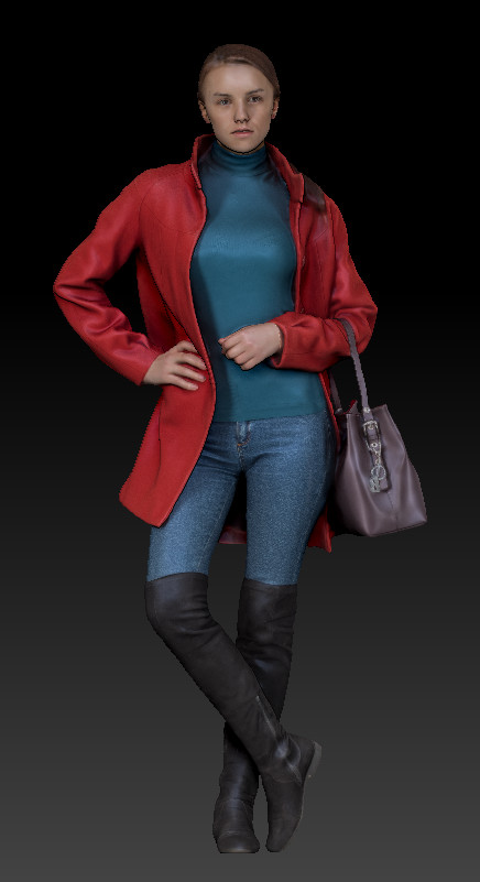 ArtStation - Woman in Red Coat 69 | Game Assets