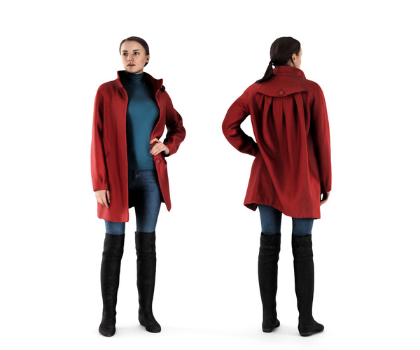 ArtStation - Woman in red coat 71 | Game Assets