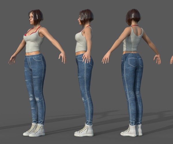 ArtStation - Character - Female Girl Customize Bundle Pack | Game Assets