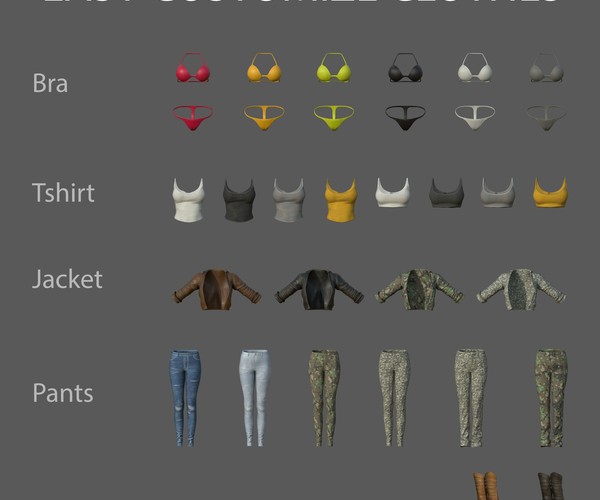 ArtStation - Character - Female Girl Customize Bundle Pack | Game Assets
