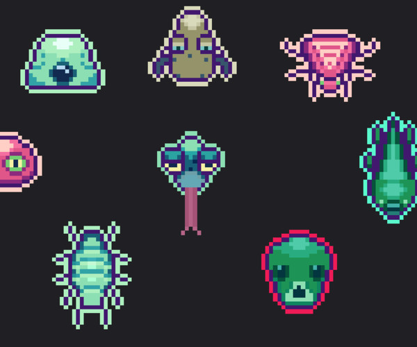 ArtStation - Top-Down View Pixel Creatures | Game Assets